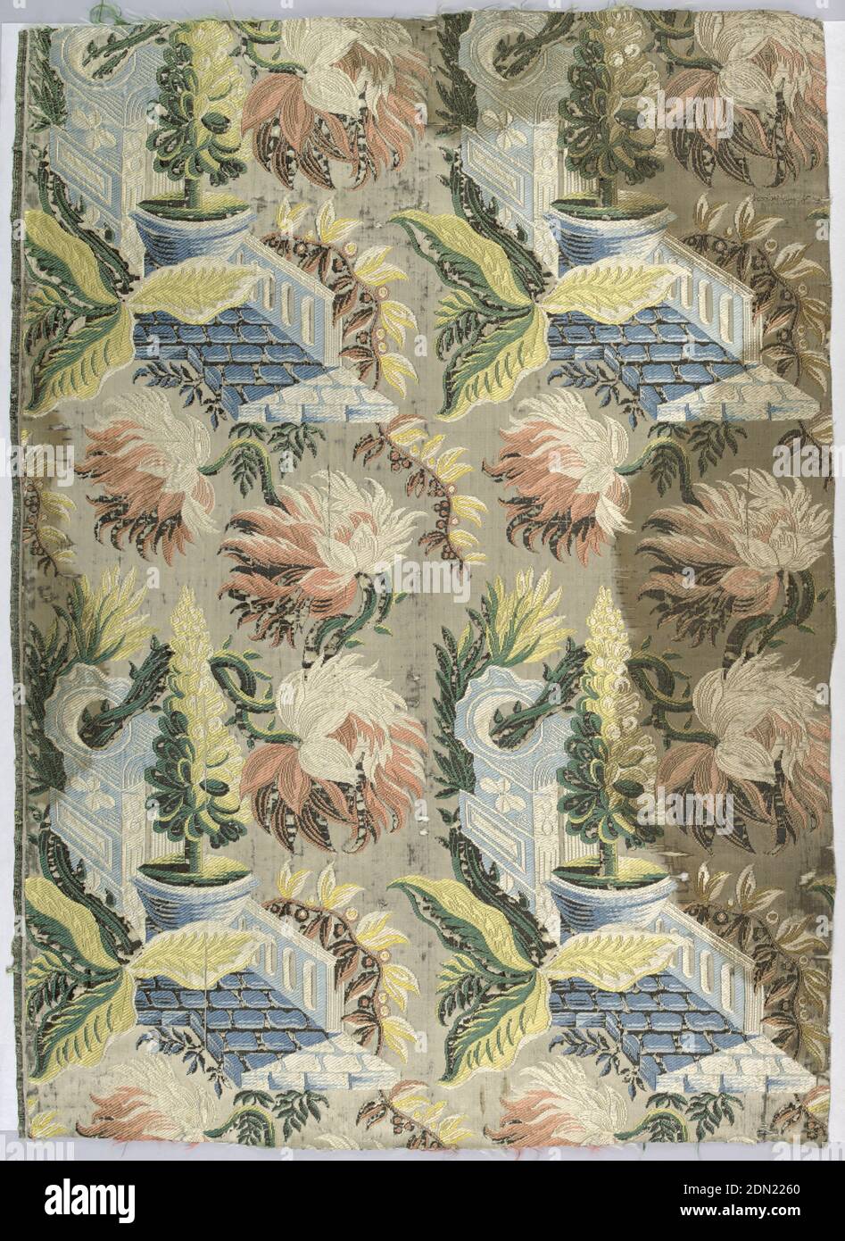 Textile, Medium: silk Technique: woven, Woven silk textile with ...