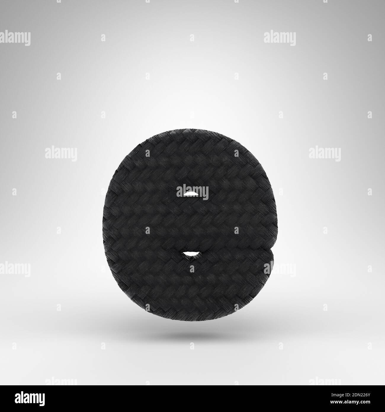 Letter E lowercase on white background. Black carbon fiber 3D rendered ...