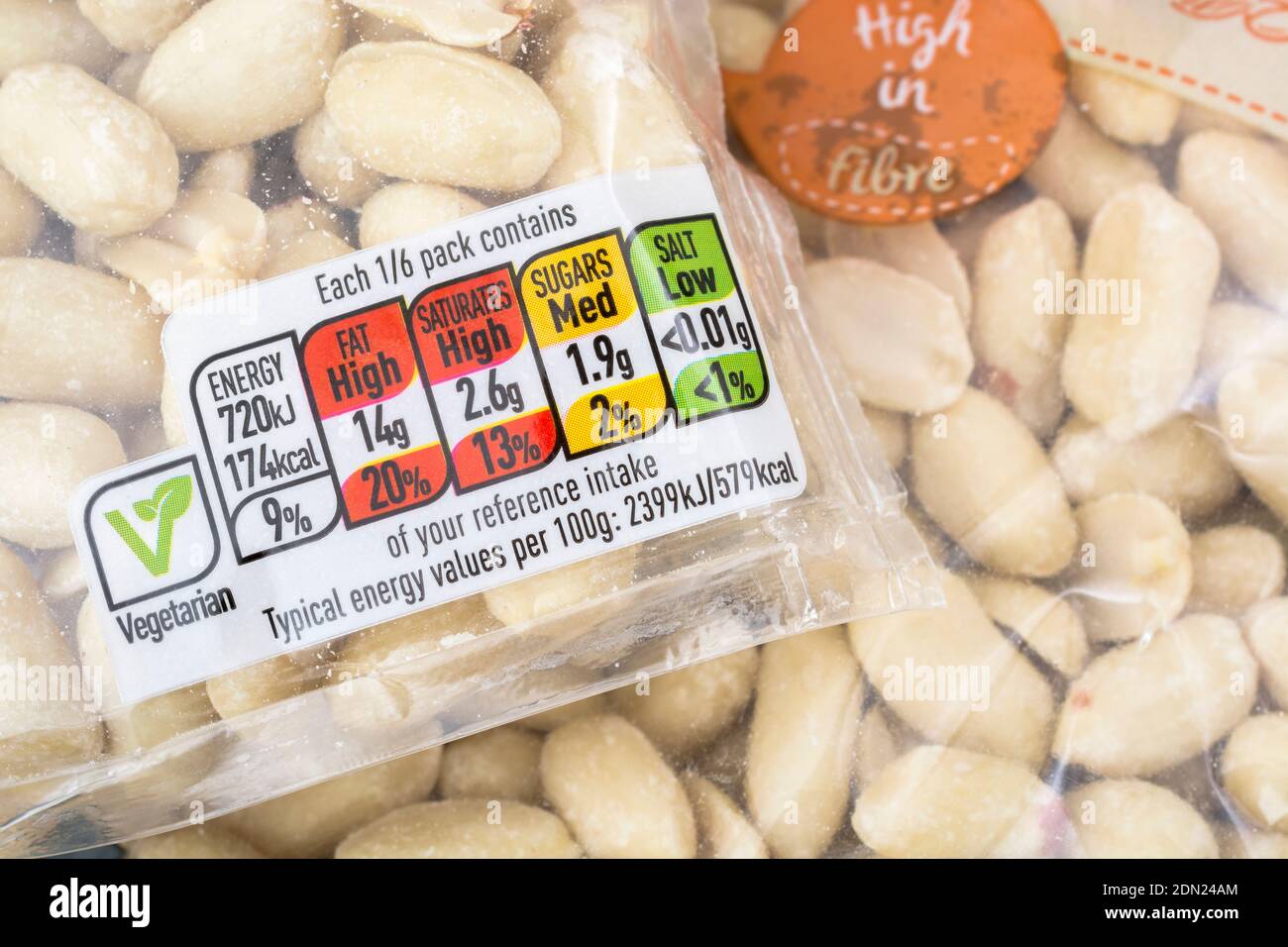 Close-up food nutrition / dietary label on plastic wrapped ASDA ...