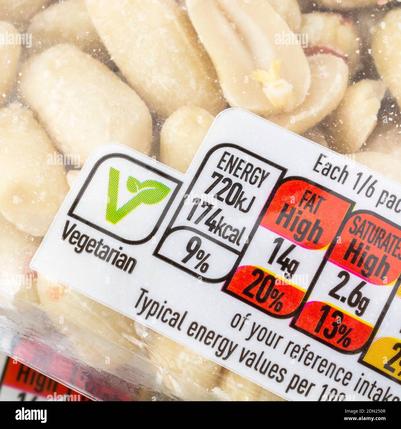 Close-up food nutrition / dietary label on plastic wrapped ASDA ...