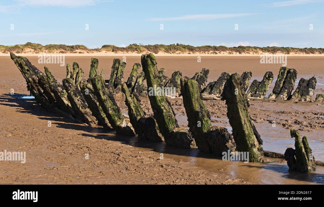 The wooden remains of the wreck of the Norwegian barque SS Nornen (1897 ...