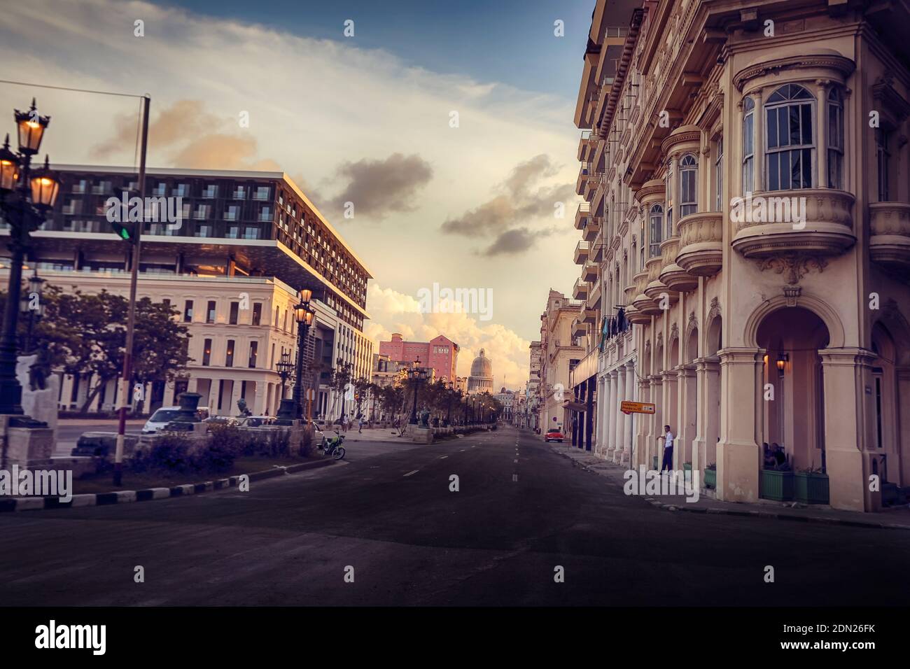 Havana, Cuba alley and Capitolio Stock Photo - Alamy