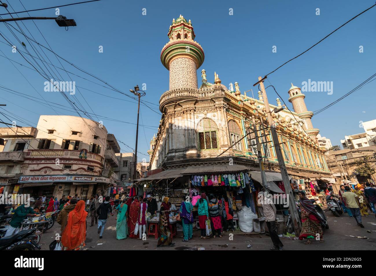 Jamnagar, Gujarat, India - December 2018: A tall minaret of the ancient ...