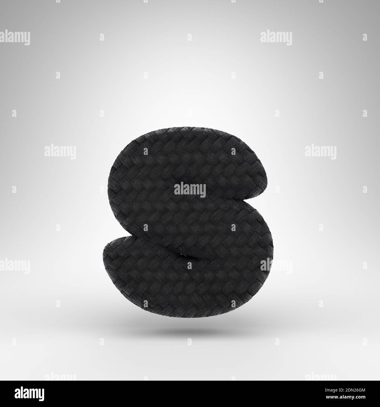 Letter S lowercase on white background. Black carbon fiber 3D rendered ...