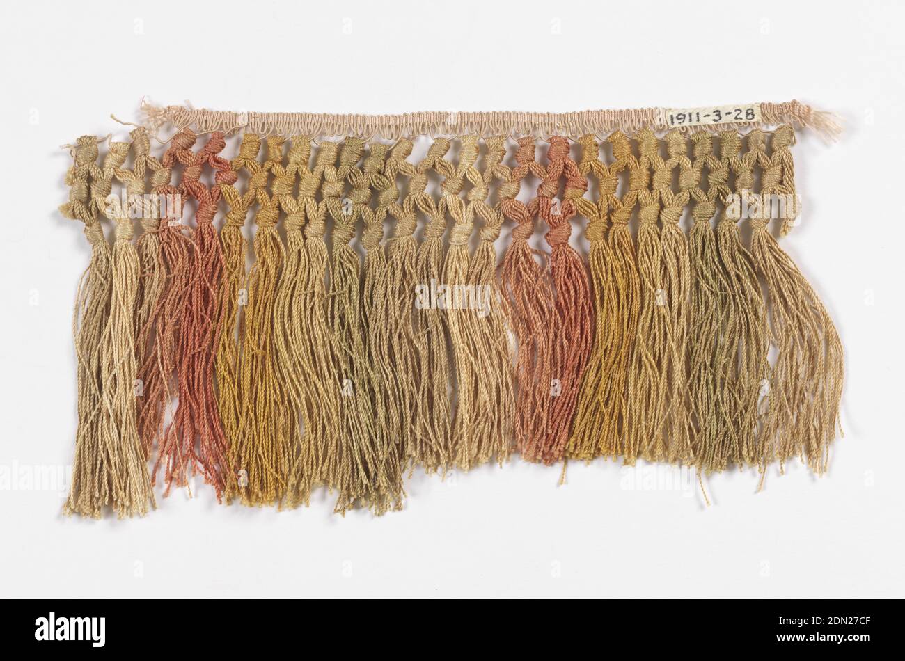 Fringe, Medium: silk Technique: woven, Woven heading with knotted ...