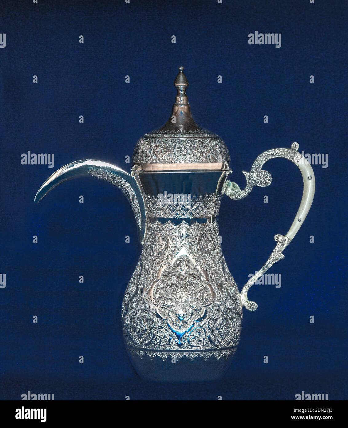 Kuwaiti Engraved Silver Coffee Pot. Purchased in Kuwait, 1968 Stock ...