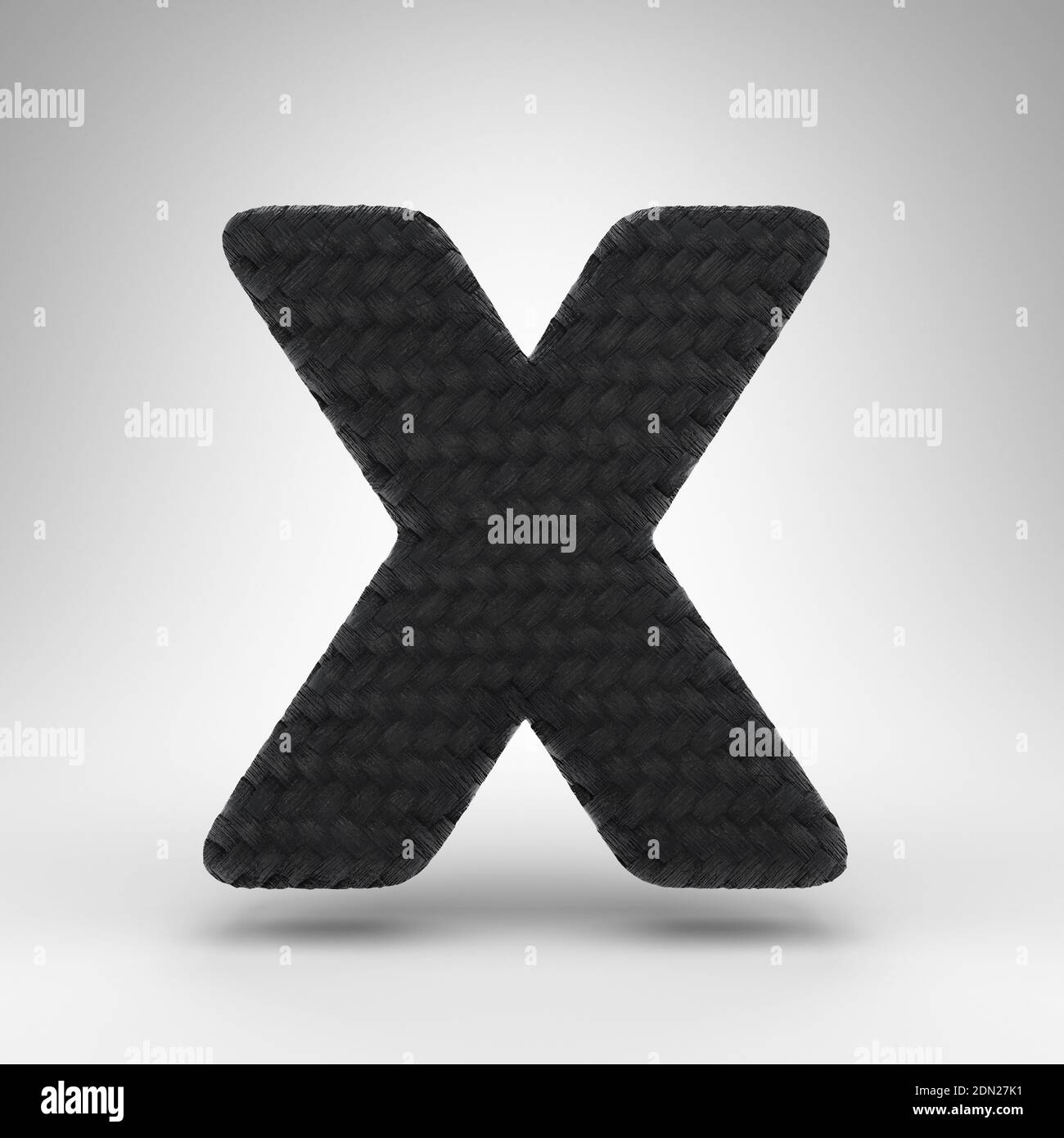 Letter X uppercase on white background. Black carbon fiber 3D rendered ...