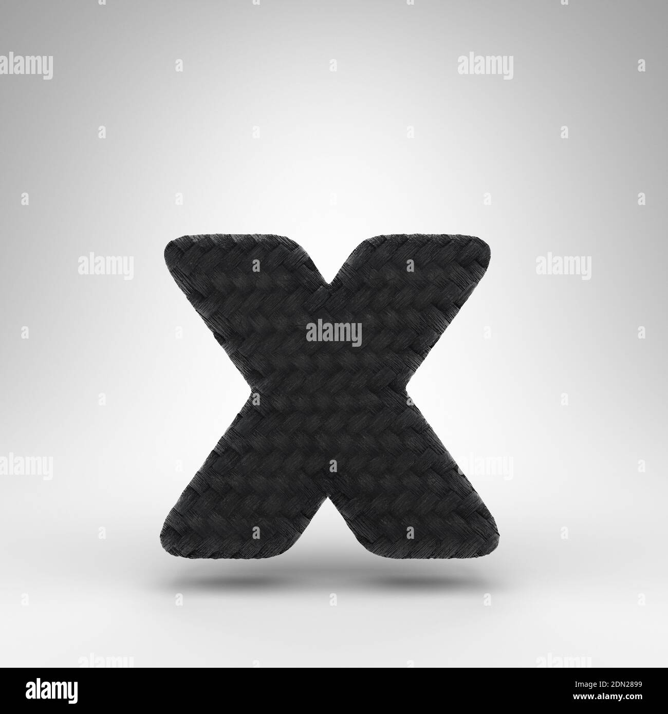 Letter X lowercase on white background. Black carbon fiber 3D rendered ...