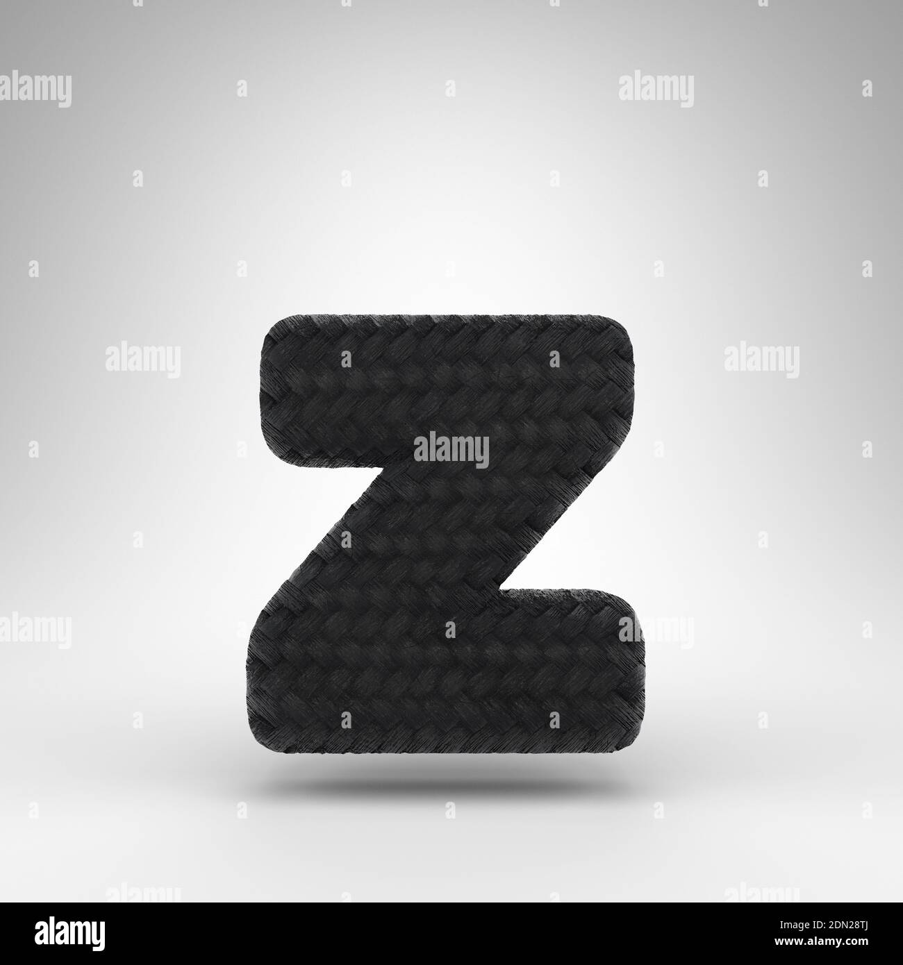 Letter Z lowercase on white background. Black carbon fiber 3D rendered ...
