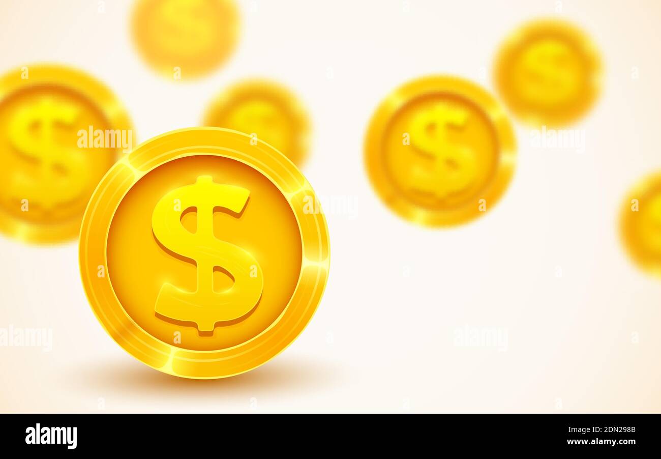 Falling coins, falling money, flying gold coins, golden rain. Jackpot ...