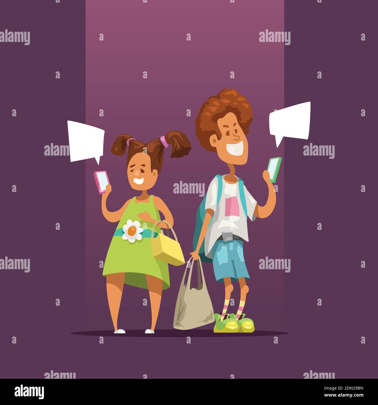 man and woman chatting by their phones Stock Vector Image & Art - Alamy