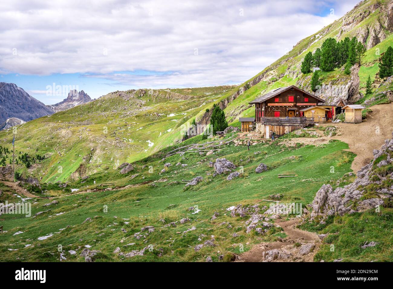 wooden house in the austrian dolomites Stock Photo - Alamy