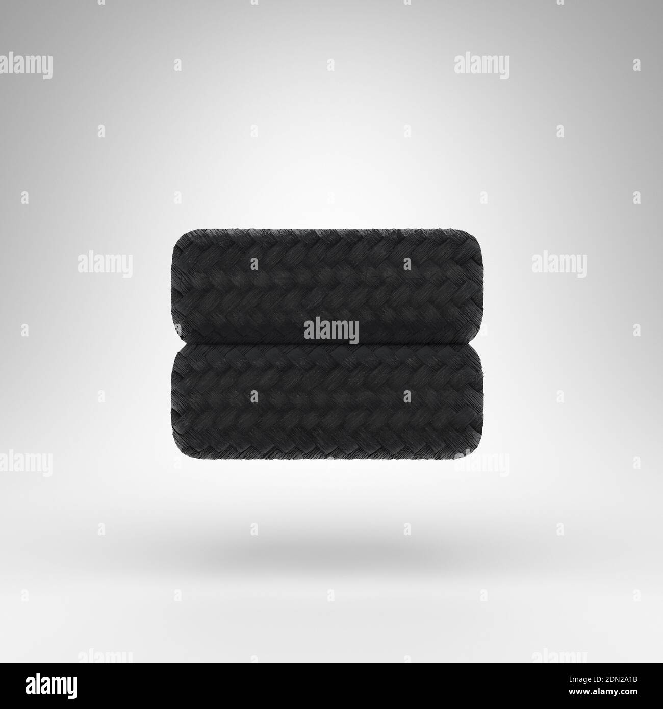 Equals symbol on white background. Black carbon fiber 3D rendered sign ...