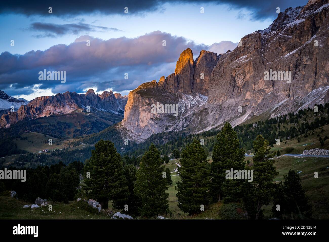 sunset coloring the mountains in the dolomites Stock Photo - Alamy