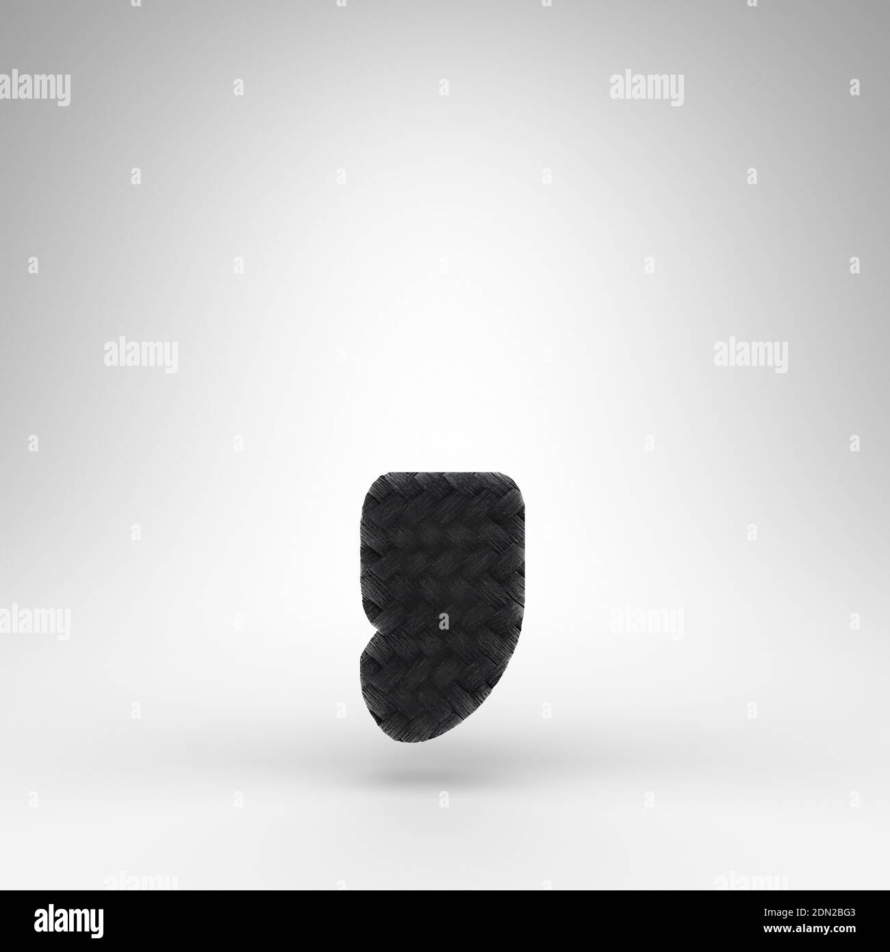 Coma symbol on white background. Black carbon fiber 3D rendered sign ...