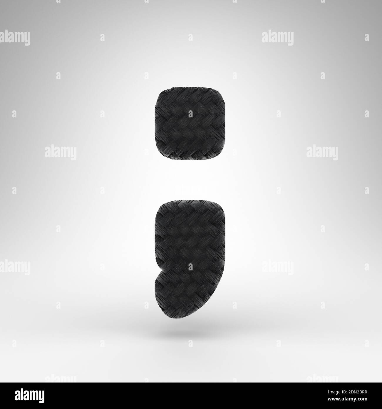 Semicolon symbol on white background. Black carbon fiber 3D rendered ...