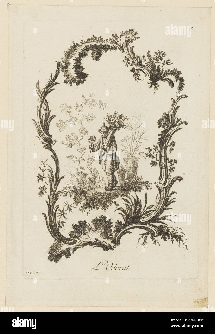 L'Odorat , from from 'Le Cinq Sens', Jean-Baptiste Pillement, French ...