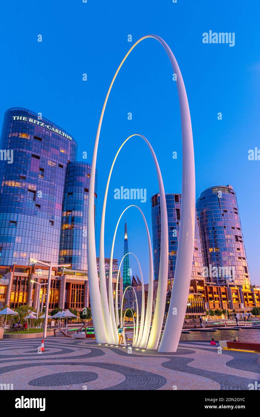 Western australia spanda art with city skyline hi-res stock photography ...