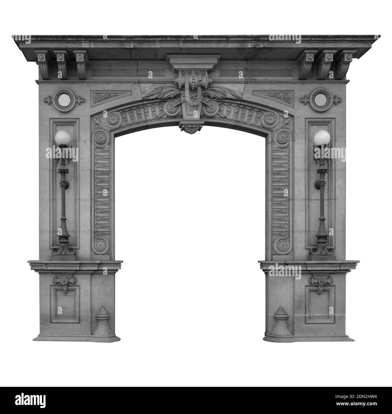 Elements of architecture of buildings, ancient arches, columns, windows ...