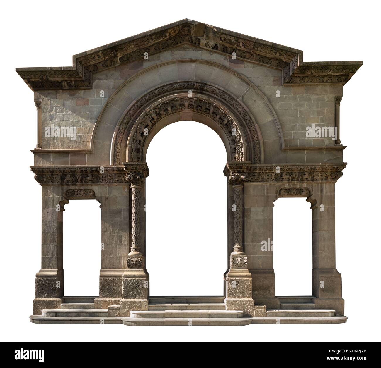 Elements of architecture of buildings, ancient arches, columns, windows ...