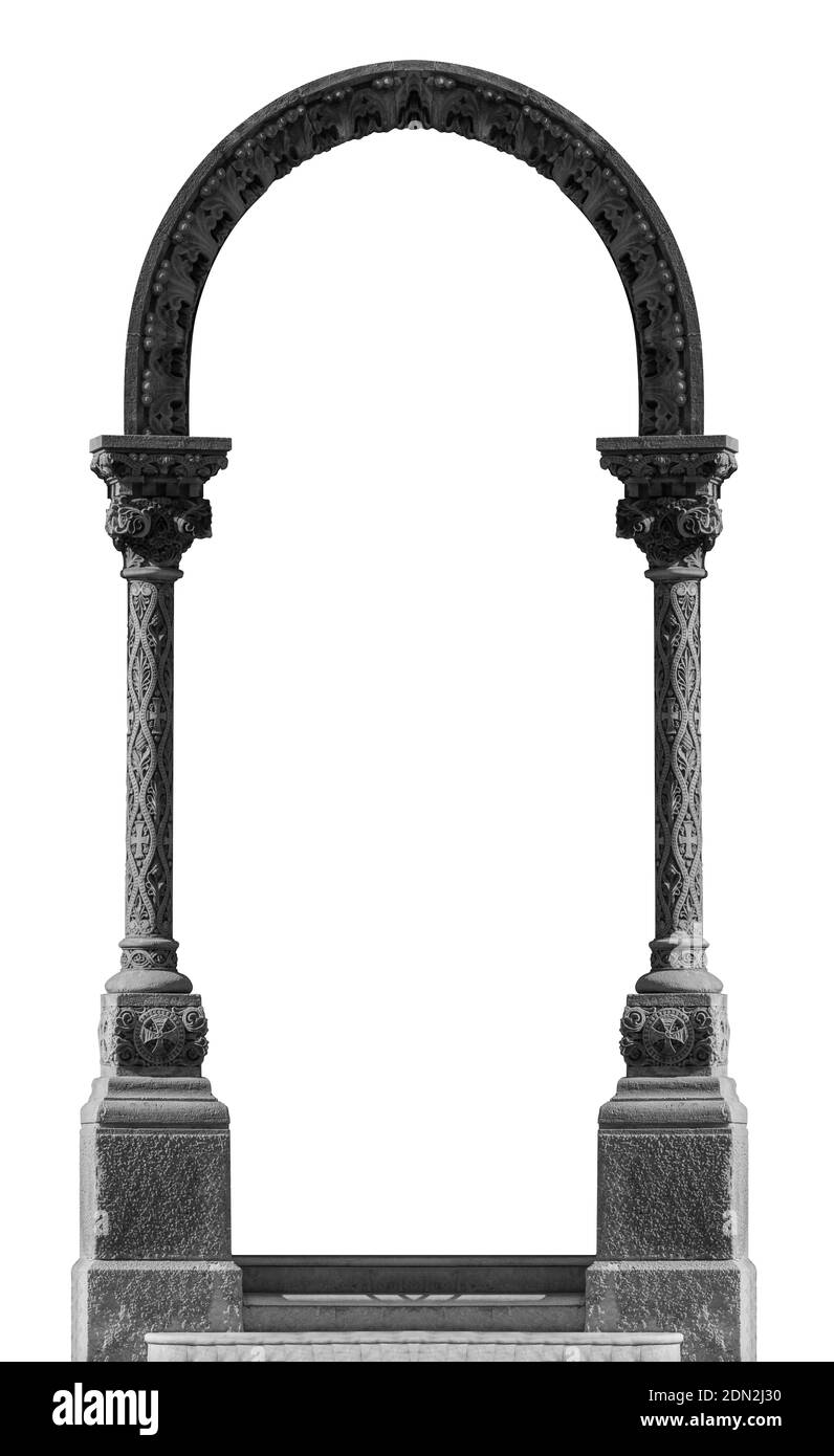 Elements of architecture of buildings, ancient arches, columns, windows ...