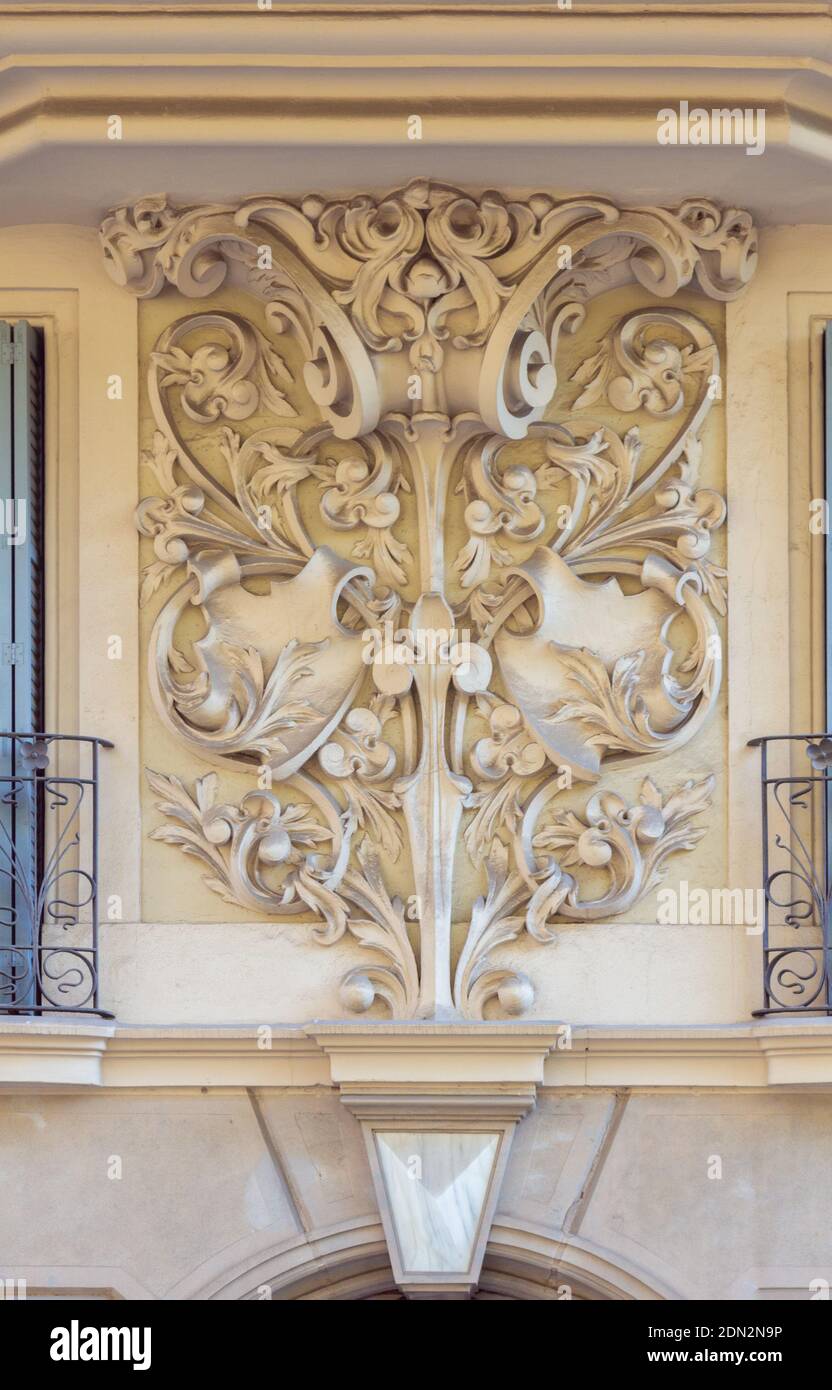 Elements of architectural decoration of buildings, plaster stucco, wall ...