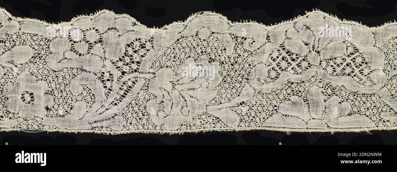 Border, Medium: linen Technique: bobbin lace, Binche style with ...
