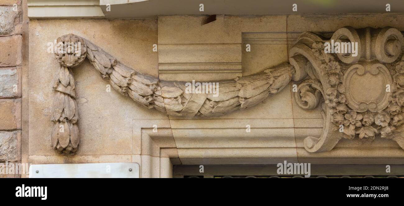 Elements of architectural decoration of buildings, plaster stucco, wall ...