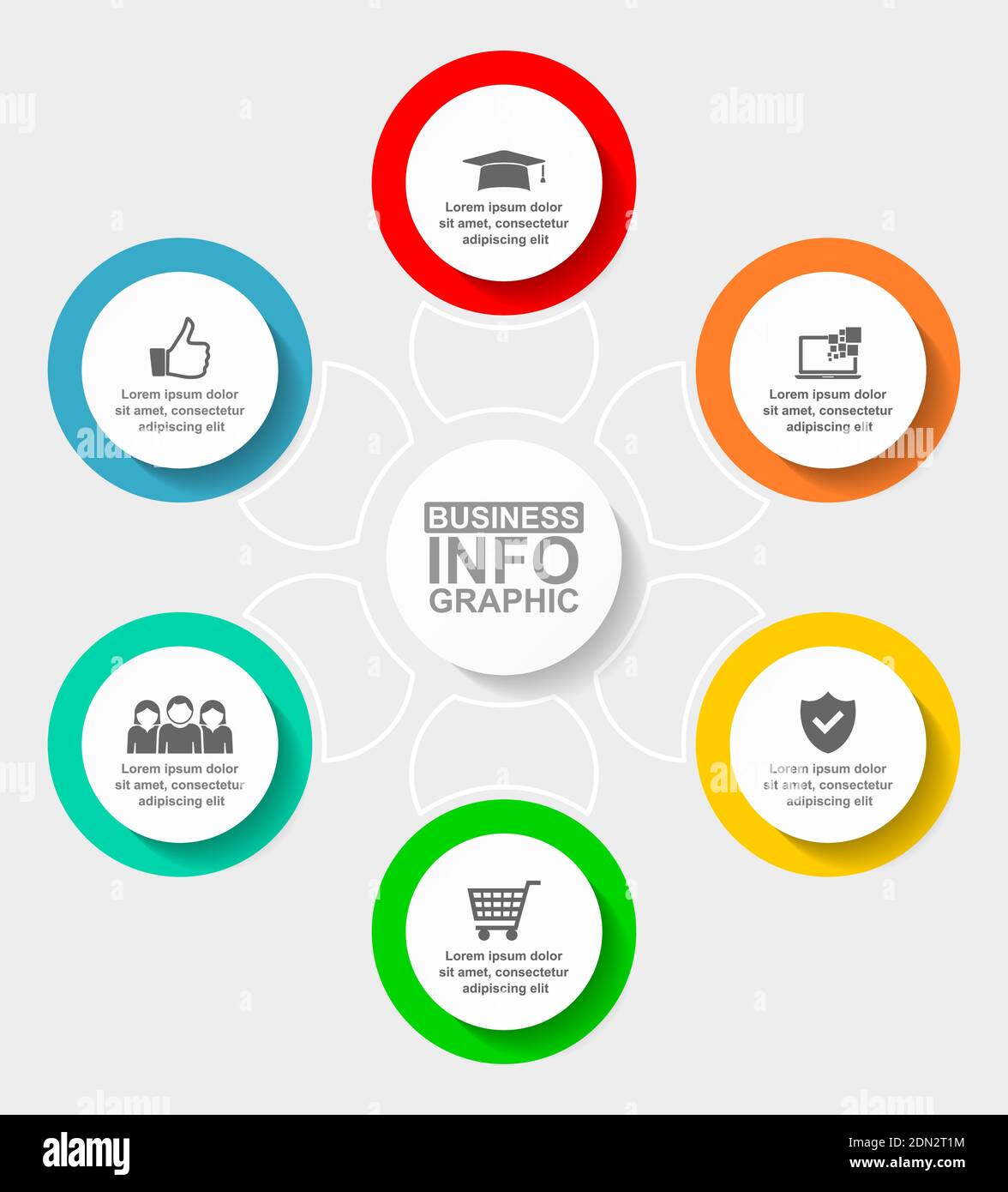 Business infographic vector template with 6 options, flat design ...