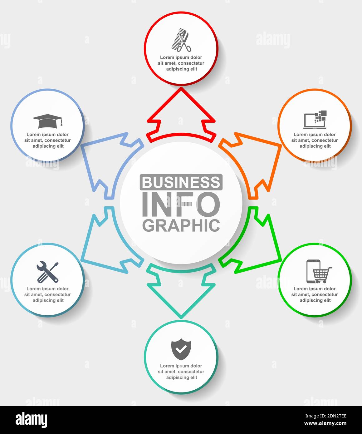 Business infographic vector template with 6 options, flat design ...