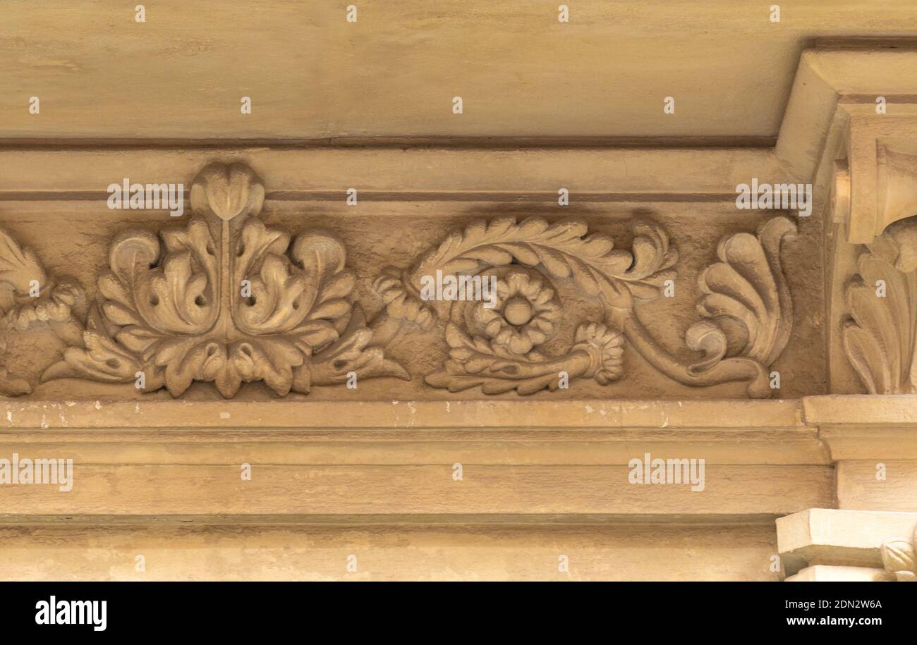 Elements of architectural decoration of buildings, plaster stucco, wall ...