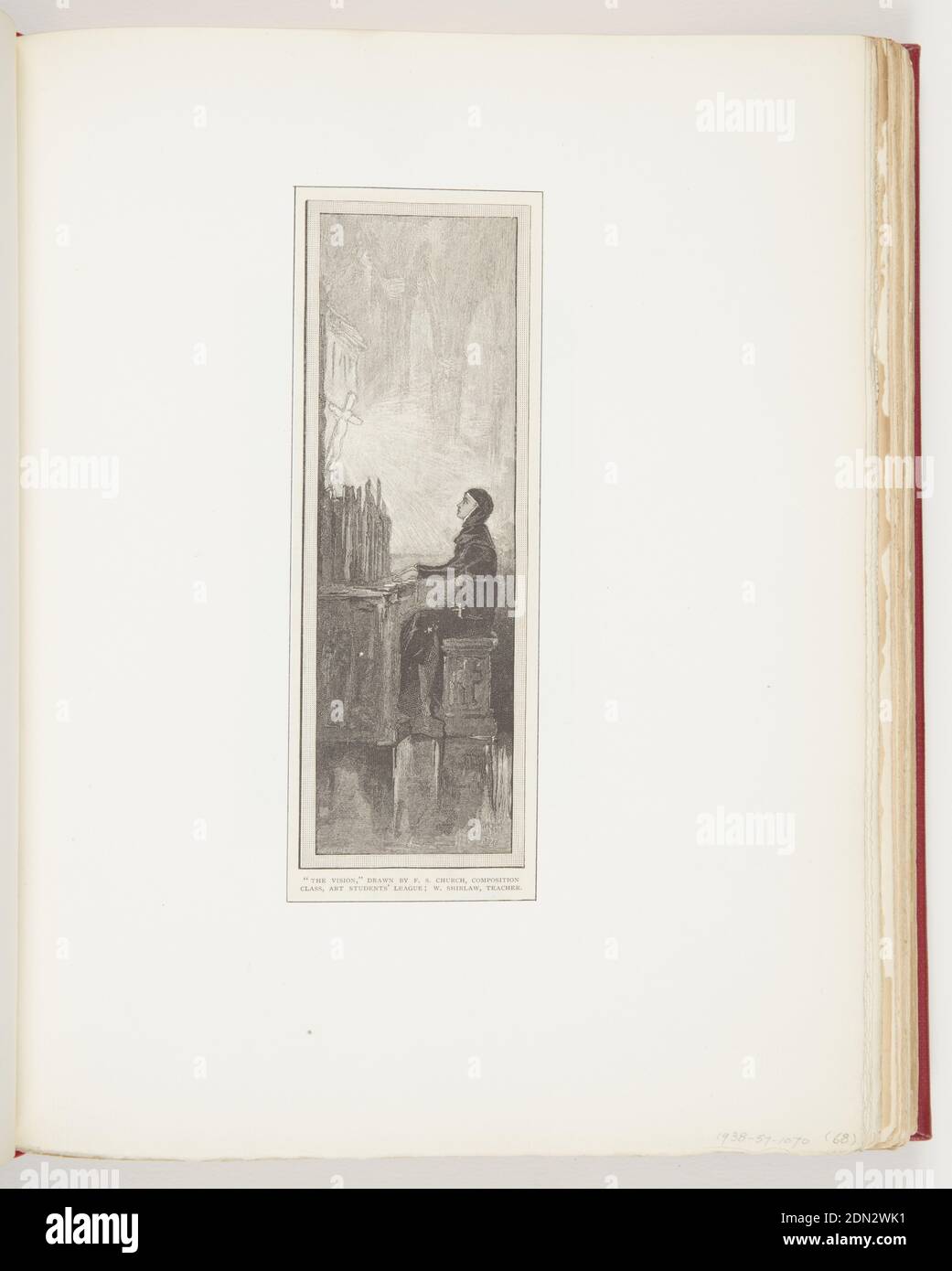 The Vision, Etching on paper, Right, profile of figure facing left ...