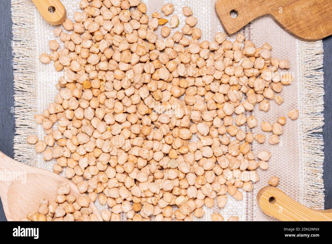 Uncooked dried chickpeas. Heap of legume chickpea. background texture ...