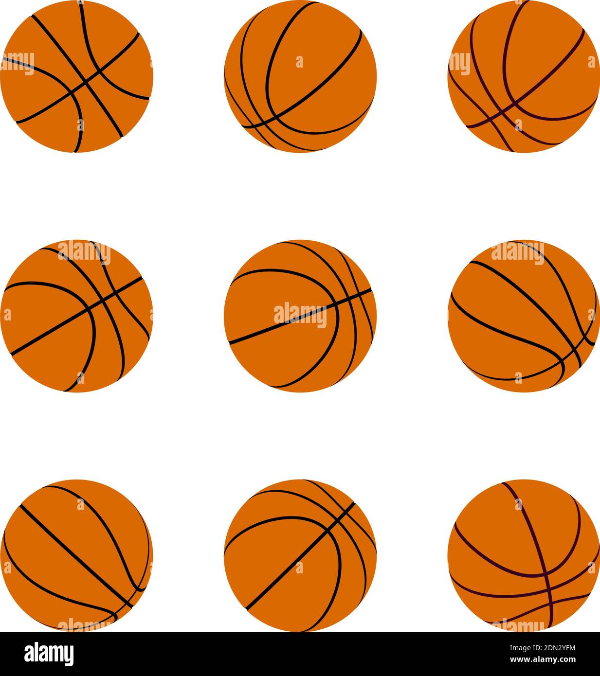 Set of basketball balls with different rotation angles. Vector 3d ...