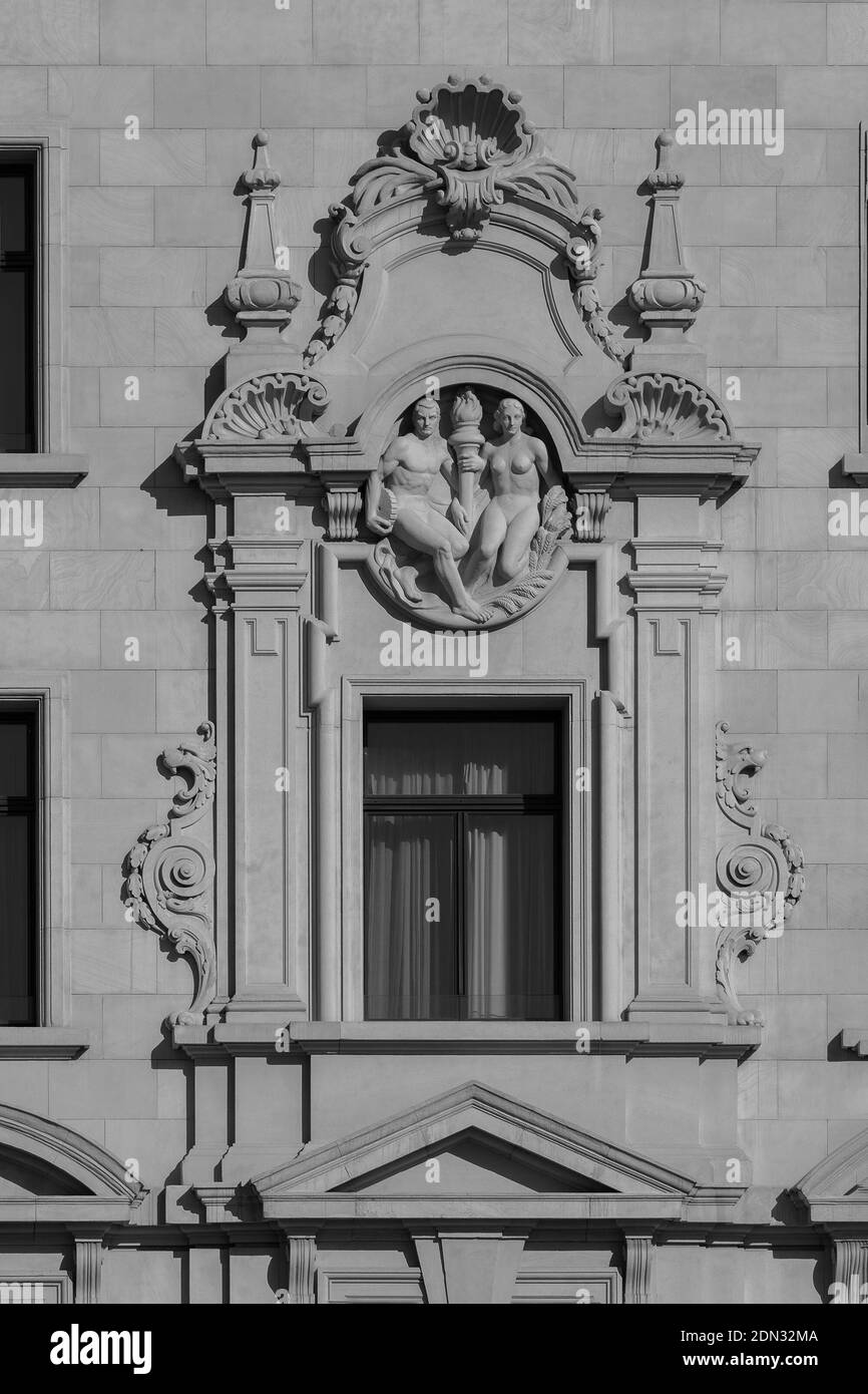 Elements of architectural decoration of buildings, windows and frames ...