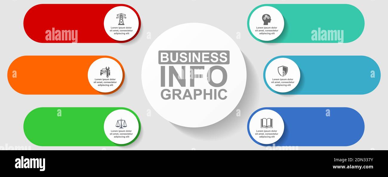 Business infographic vector template with 6 options, flat design ...