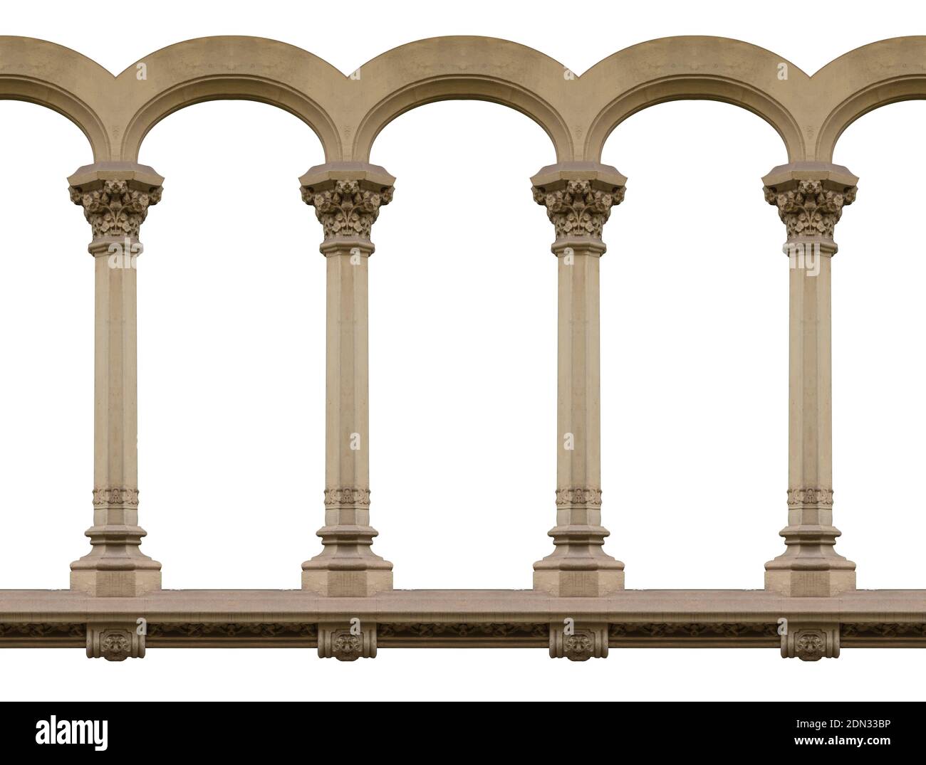 Elements of architecture of buildings, ancient arches, columns, windows ...