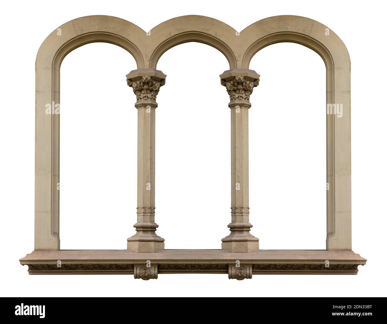 Elements of architecture of buildings, ancient arches, columns, windows ...