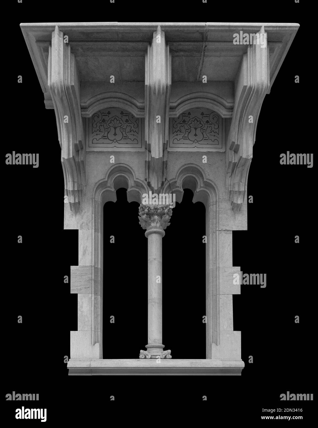 Elements of architectural decorations of buildings, arches and columns ...