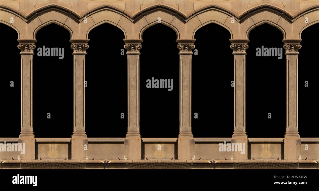 Elements of architecture of buildings, ancient arches, columns, windows ...