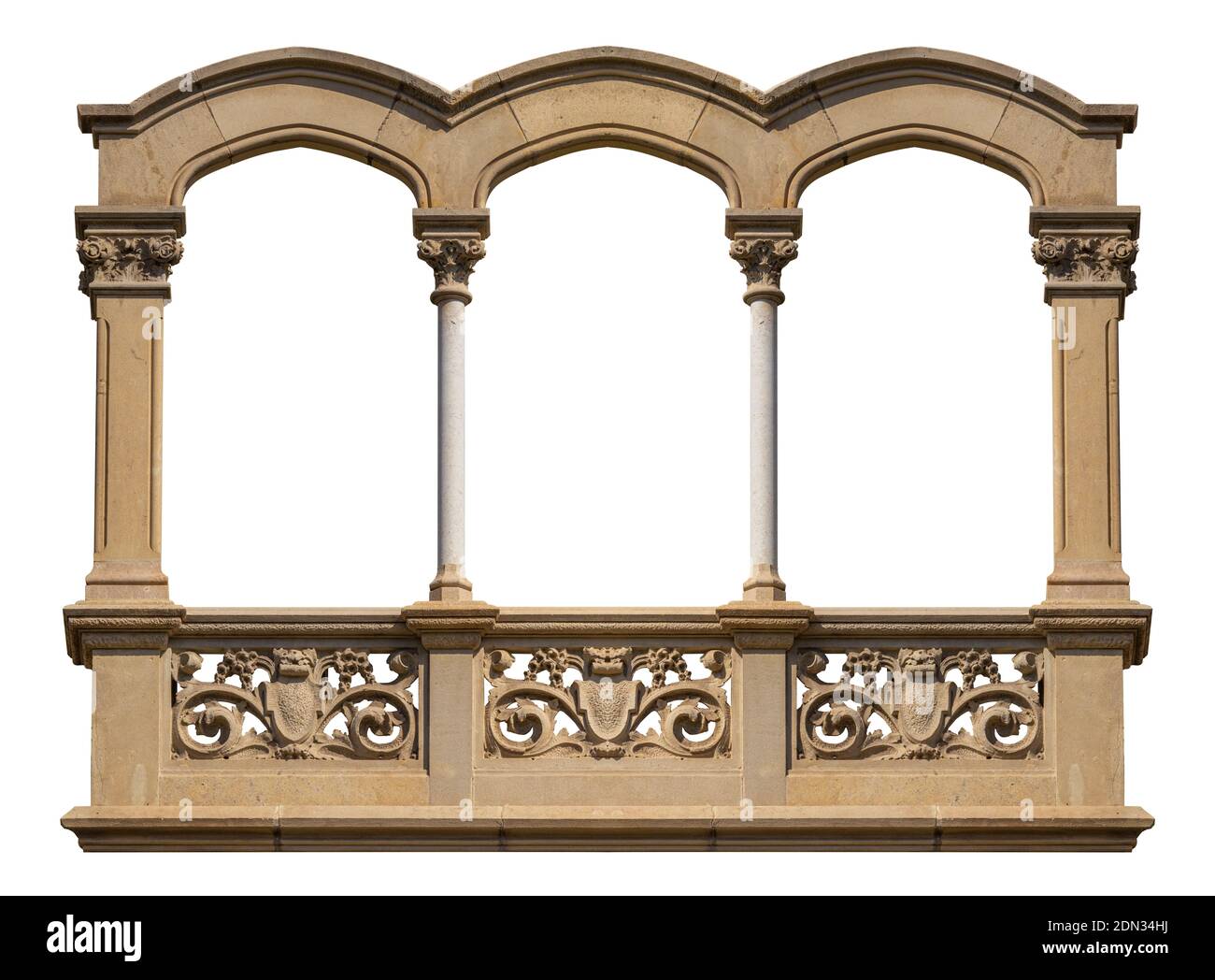 Elements of architecture of buildings, ancient arches, columns, windows ...