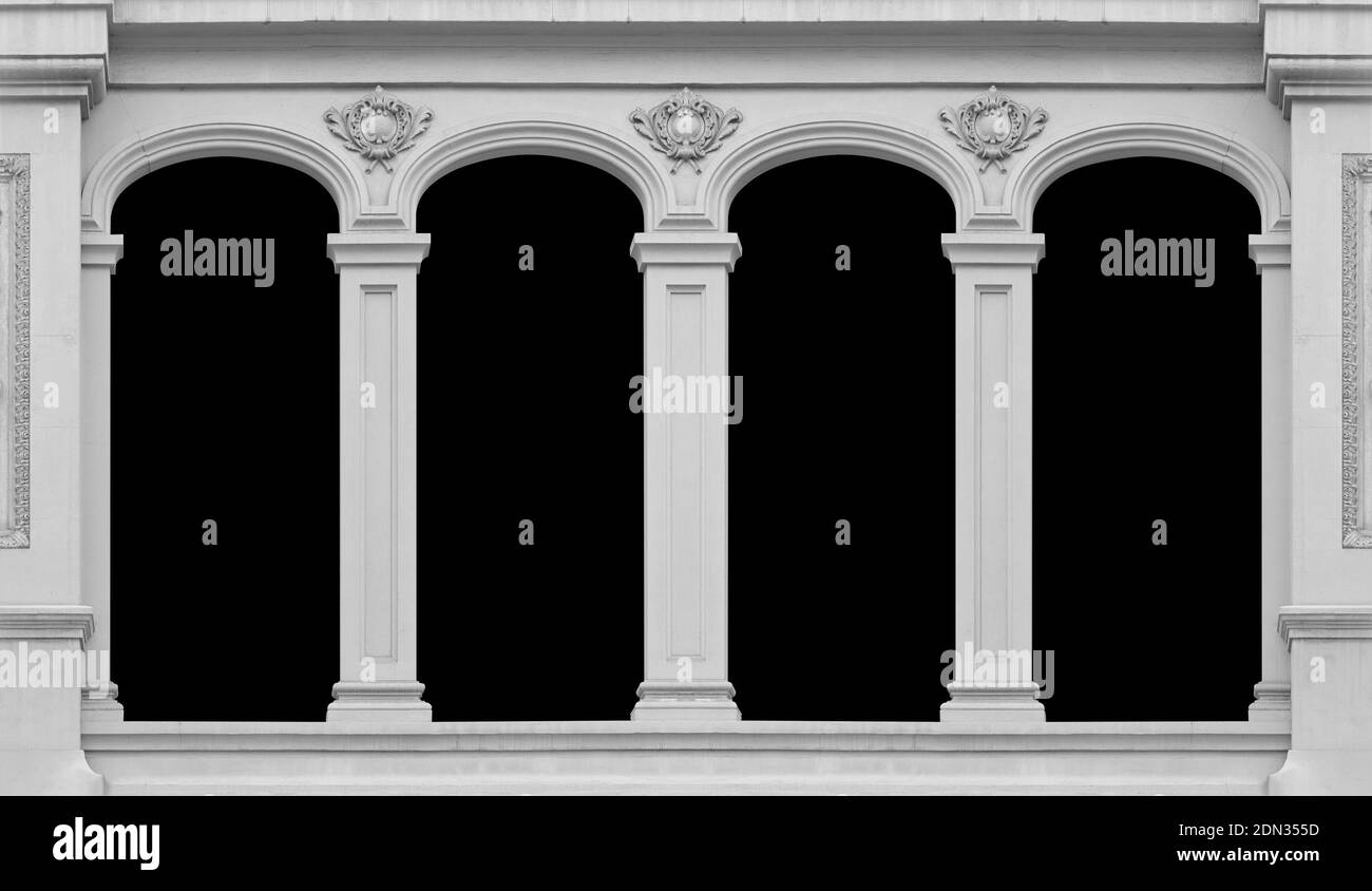 Elements of architectural decorations of buildings, arches and columns ...