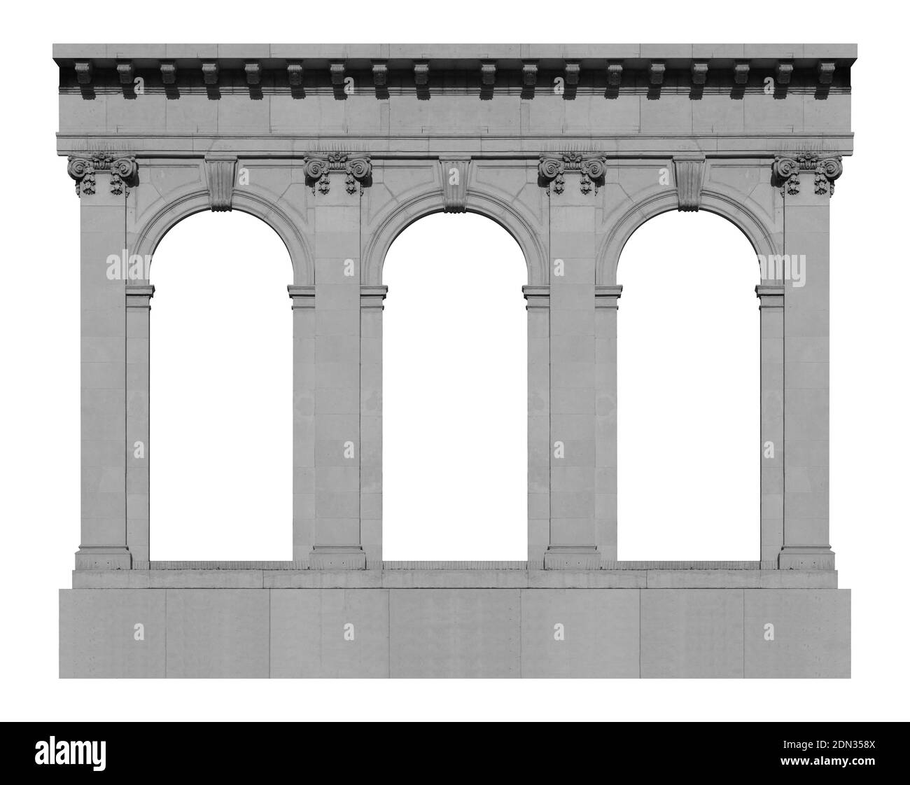 Elements of architectural decorations of buildings, arches and columns ...