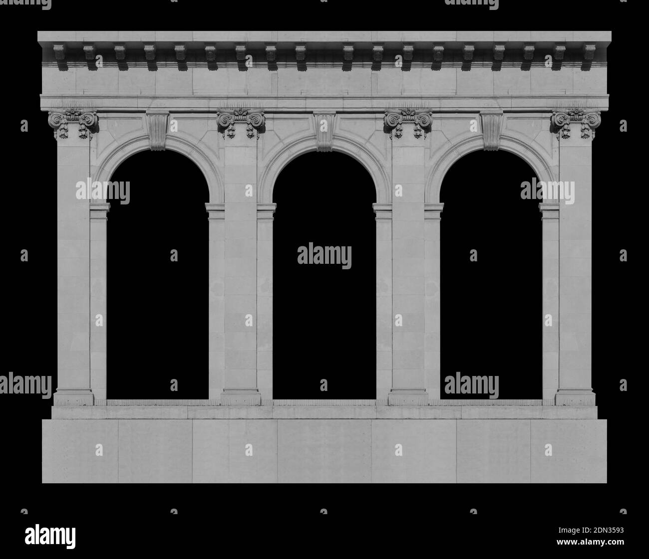 Elements of architectural decorations of buildings, arches and columns ...