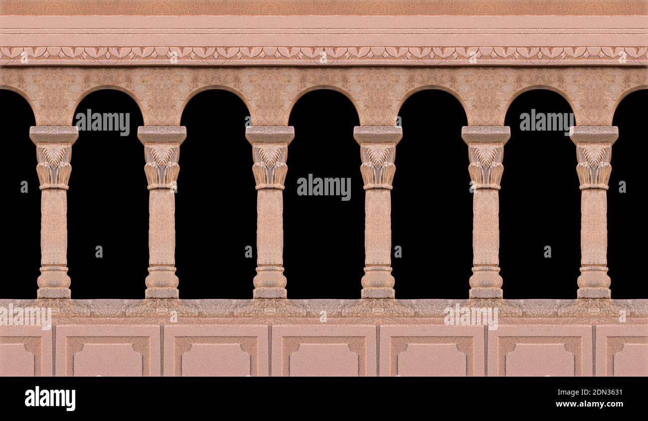 Elements of architecture of buildings, ancient arches, columns, windows ...