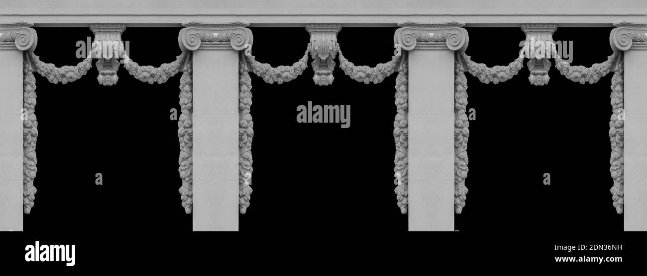 Elements of architectural decorations of buildings, arches and columns ...