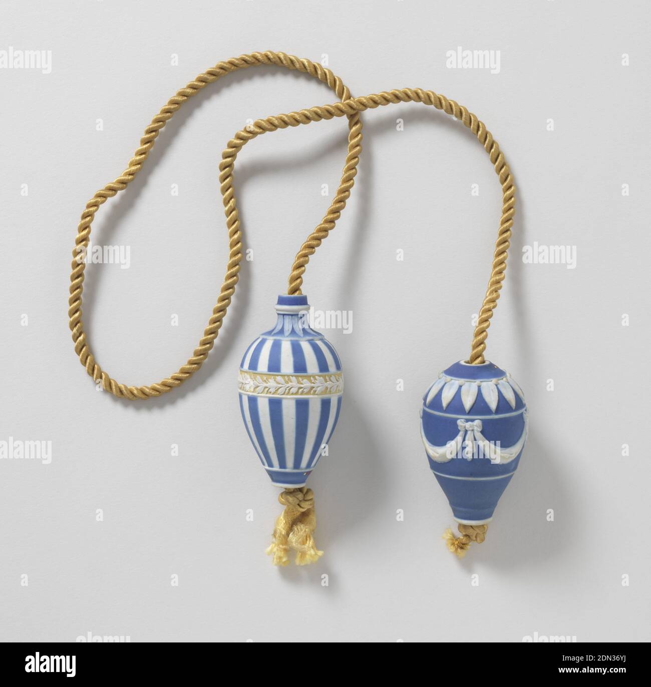 Bell pull, Tinted and molded stoneware (Jasperware), Blue and white ...