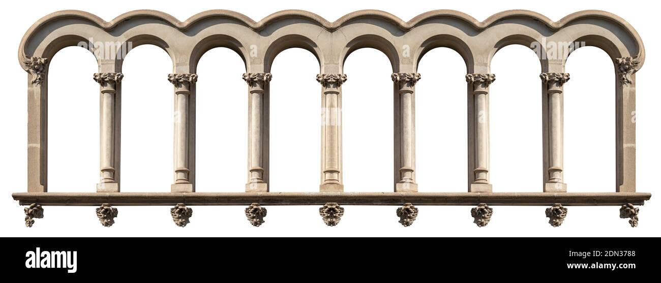 Elements of architecture of buildings, ancient arches, columns, windows ...