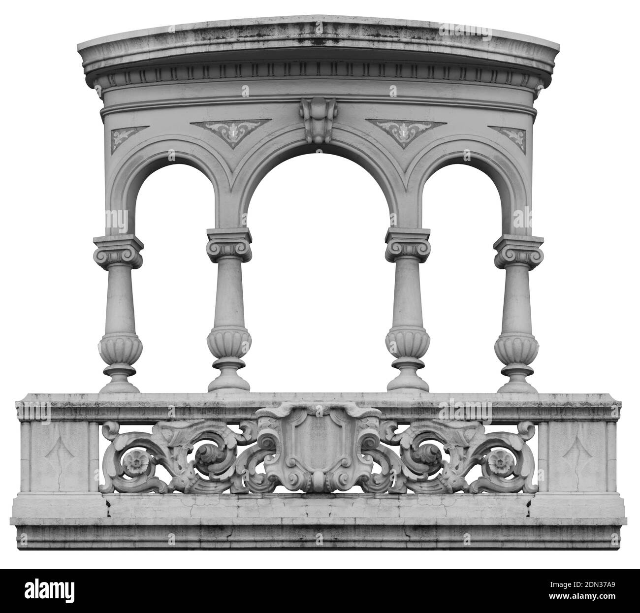 Elements of architectural decorations of buildings, arches and columns ...