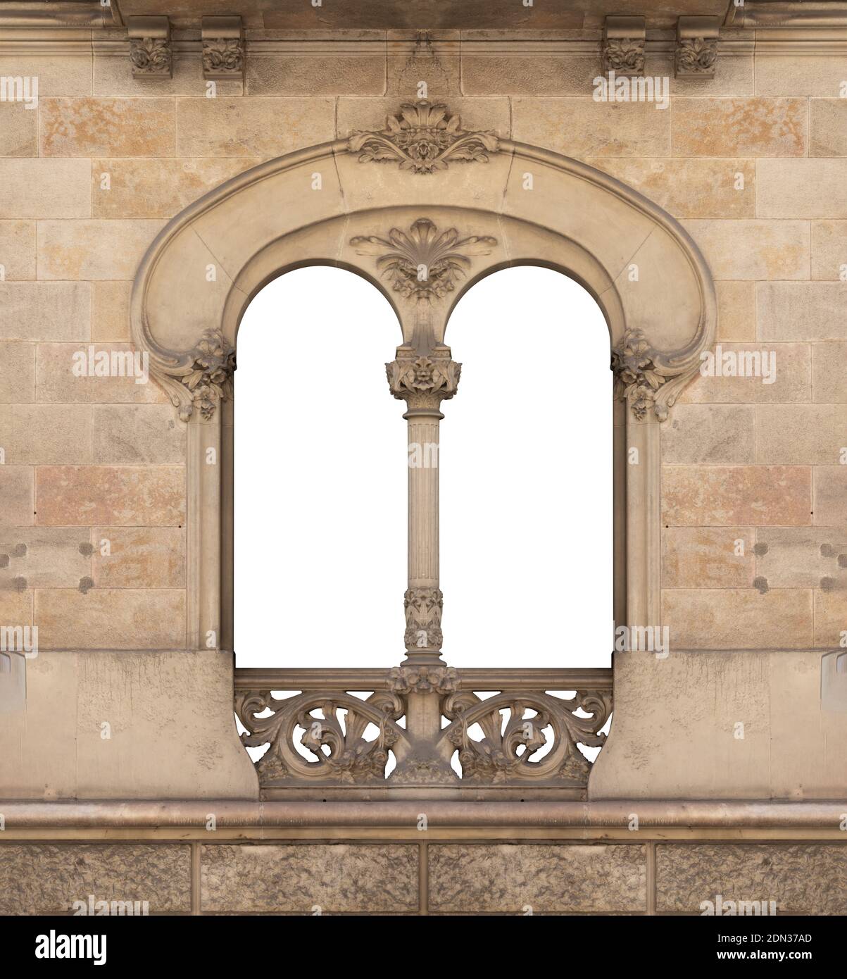 Elements of architecture of buildings, ancient arches, columns, windows ...